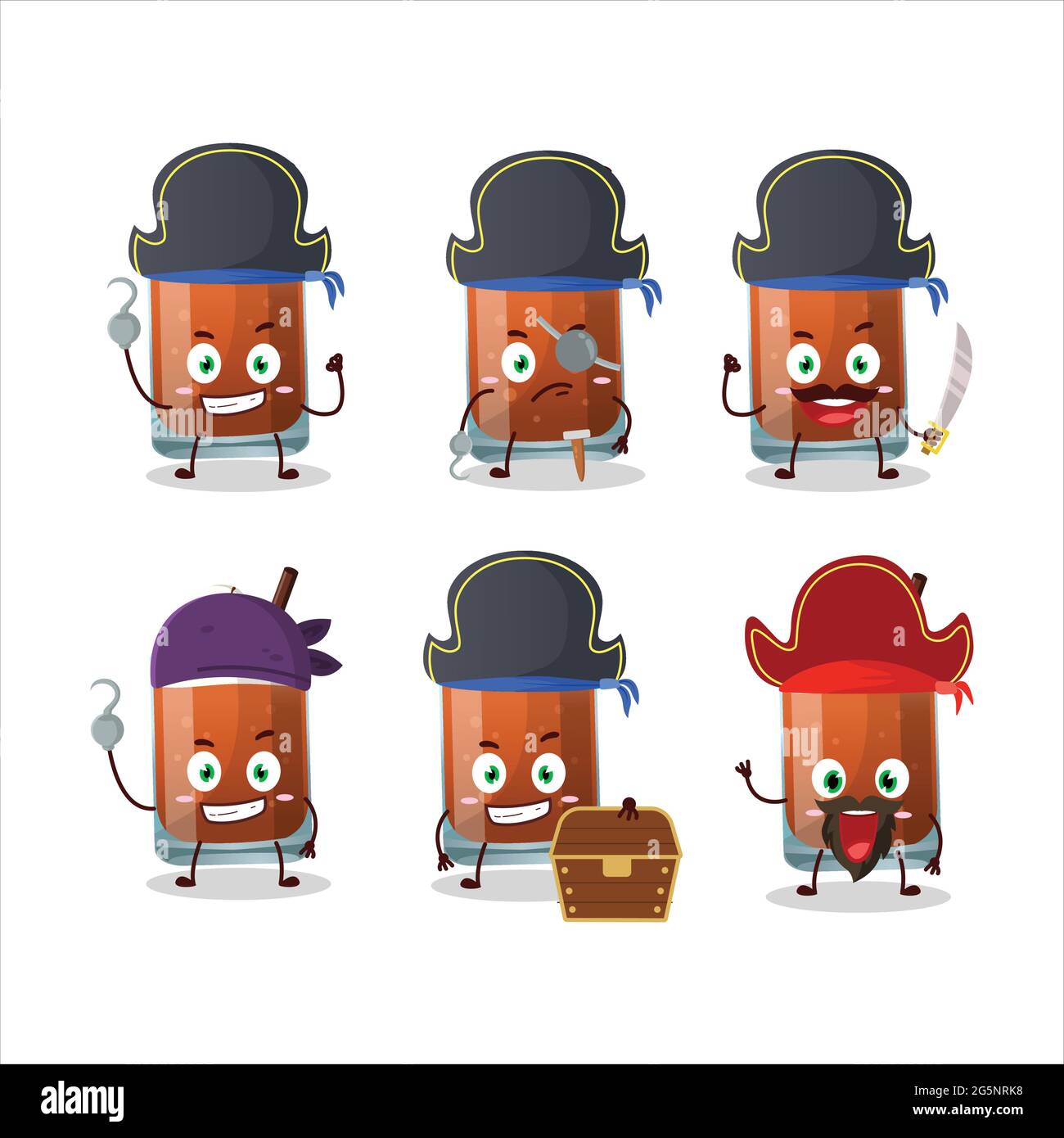 Cartoon character of root beer with ice cream with various pirates ...