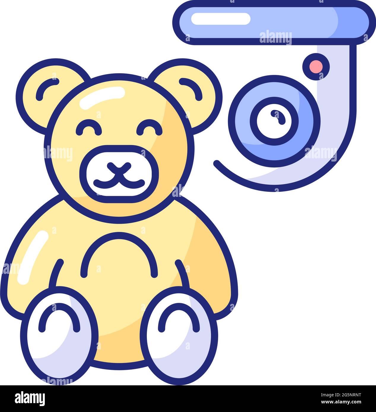 Keeping kids safely with security camera RGB color icon Stock Vector ...