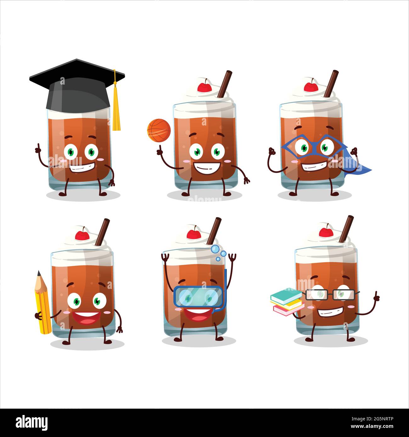 School student of root beer with ice cream cartoon character with ...