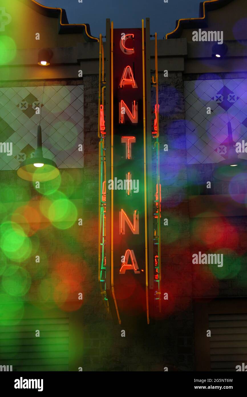 Photo Composite, Mexican Restaurant Cantina Sign Stock Photo - Alamy