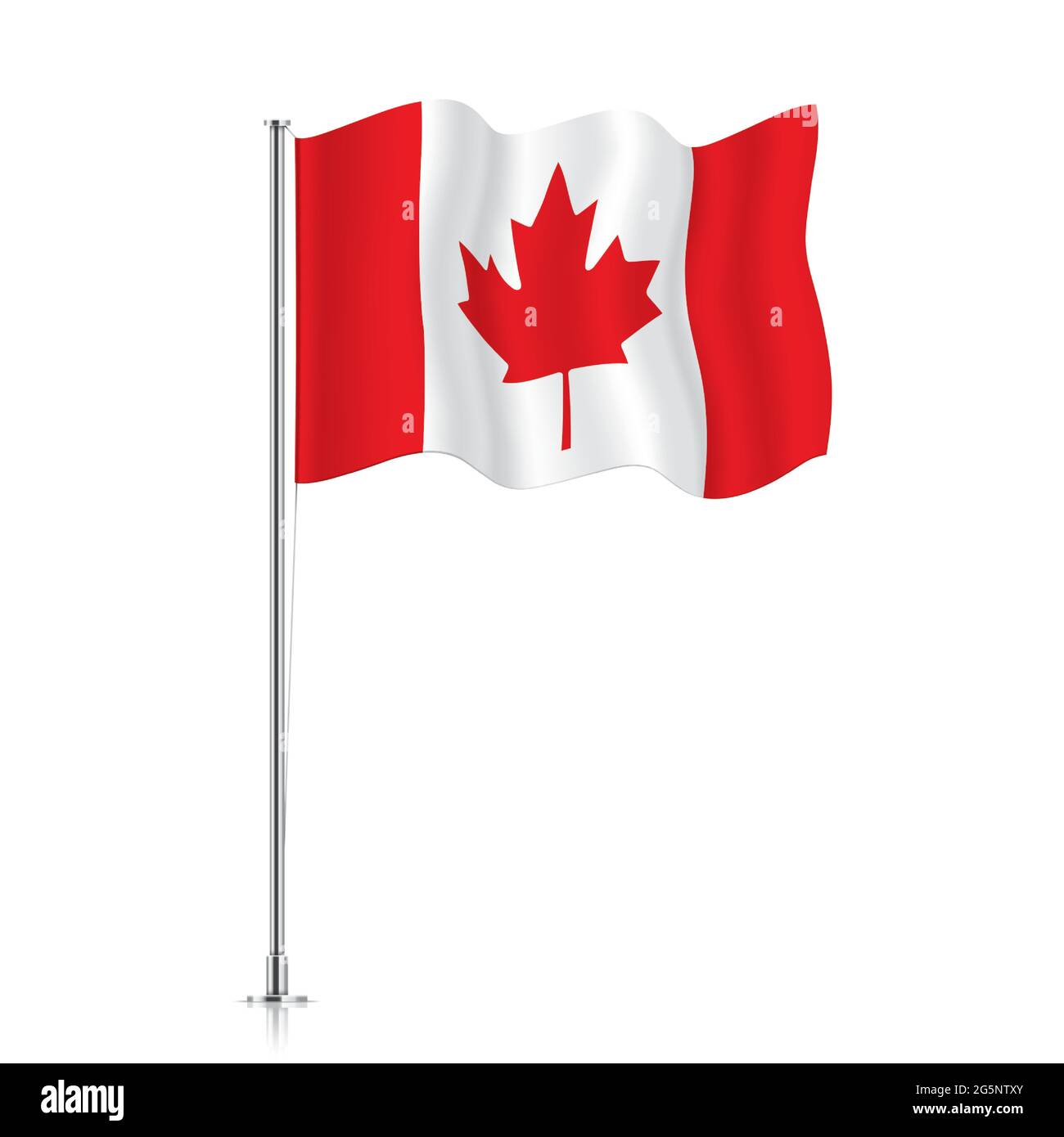 Canada flag waving on a metallic pole. The official flag of Canada ...