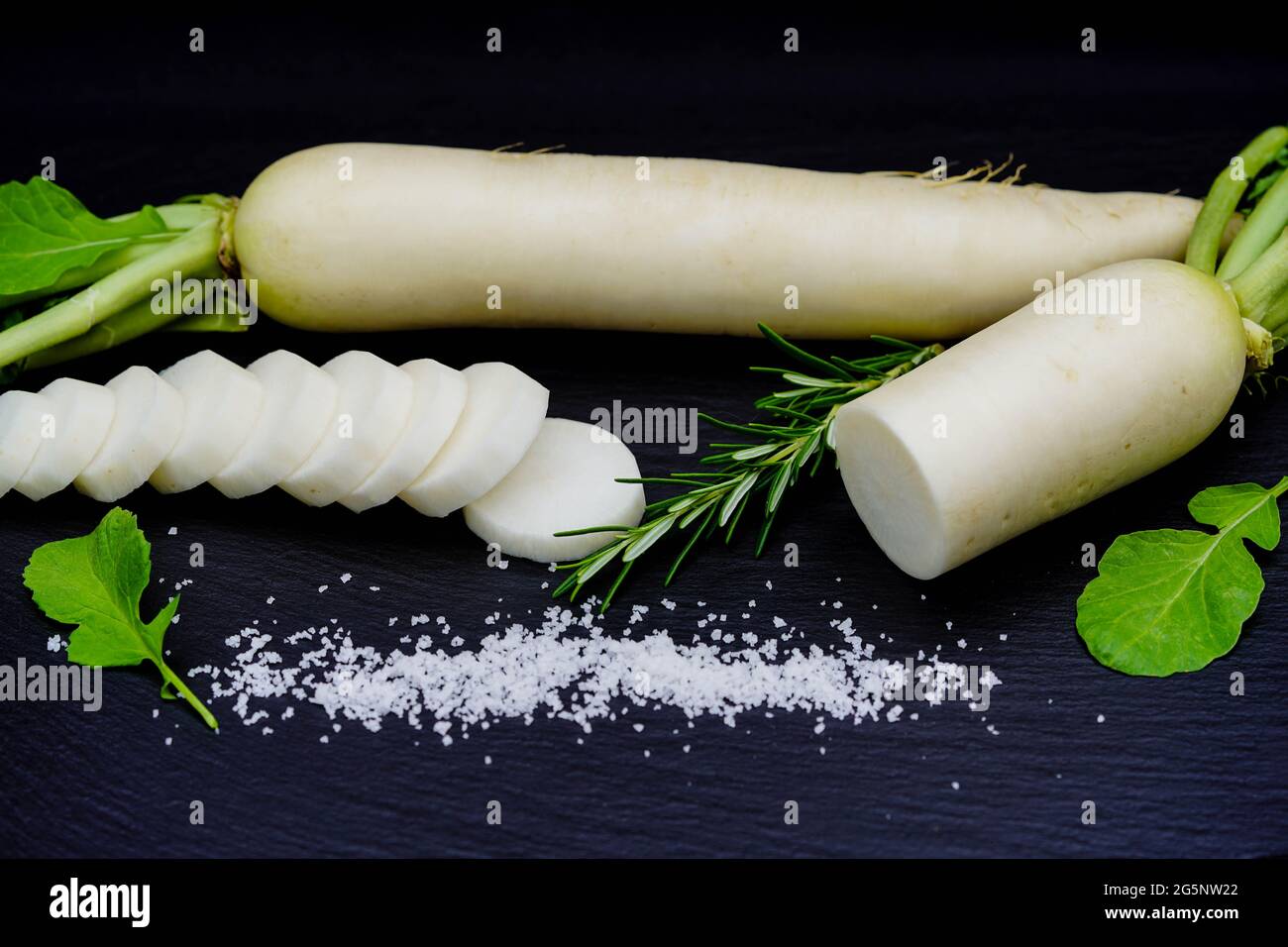 radish the long white root vegetable Stock Photo - Alamy