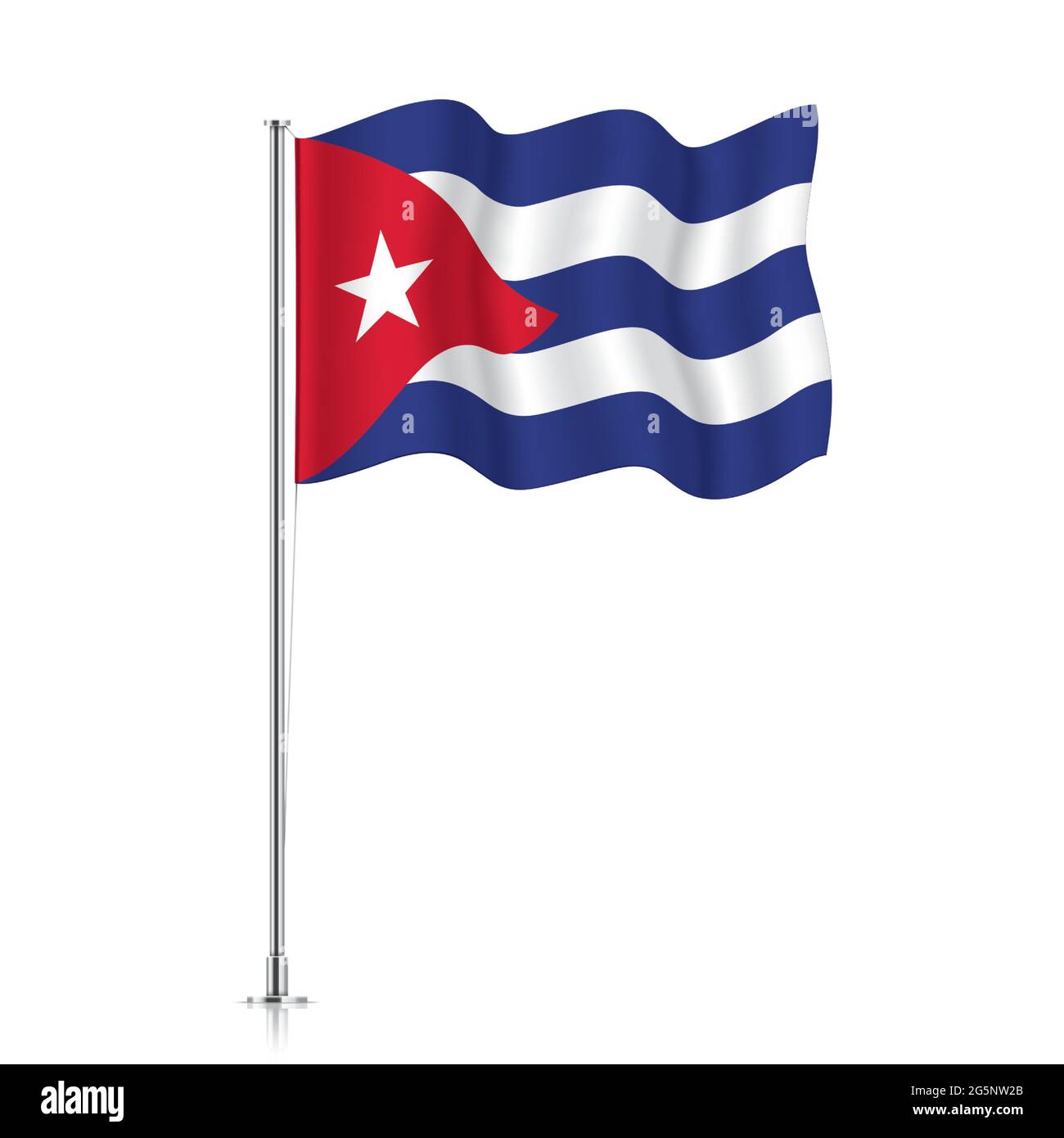Cuba flag waving on a metallic pole. The official flag of Cuba ...