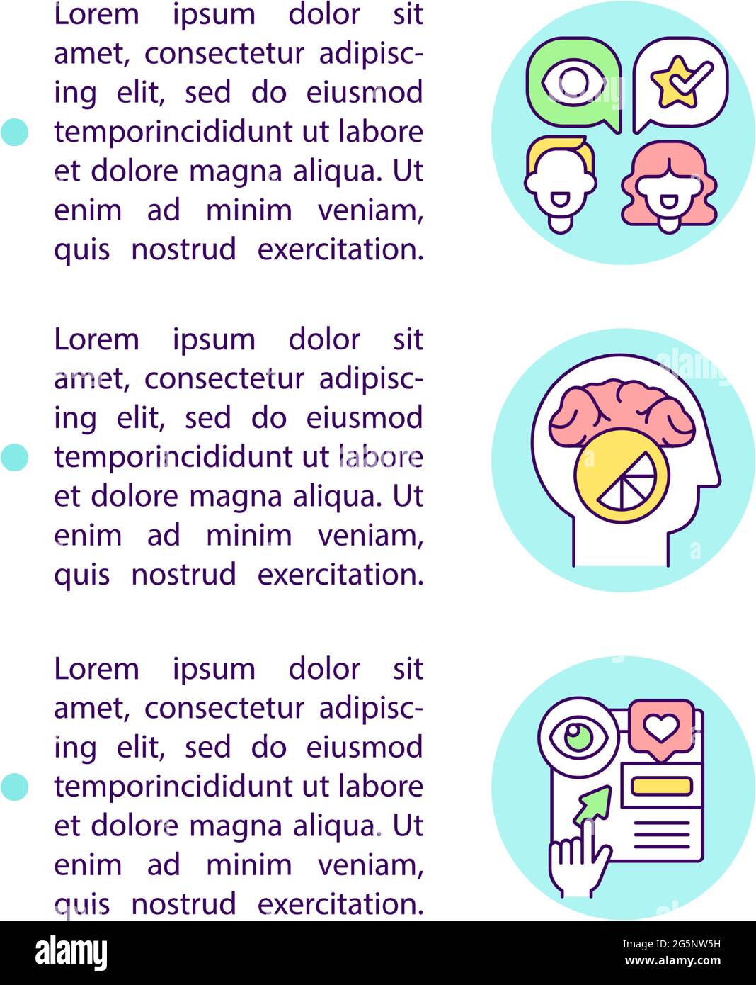 Brand awareness leads to consideration concept line icons with text ...