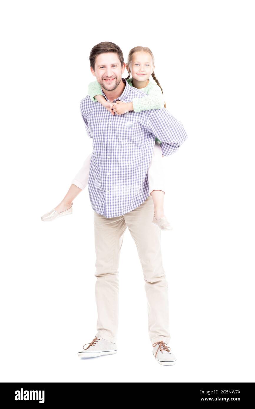 Vertical full length isolated shot of modern Caucasian father wearing ...