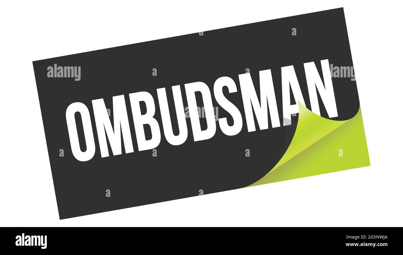 OMBUDSMAN text written on black green sticker stamp Stock Photo - Alamy