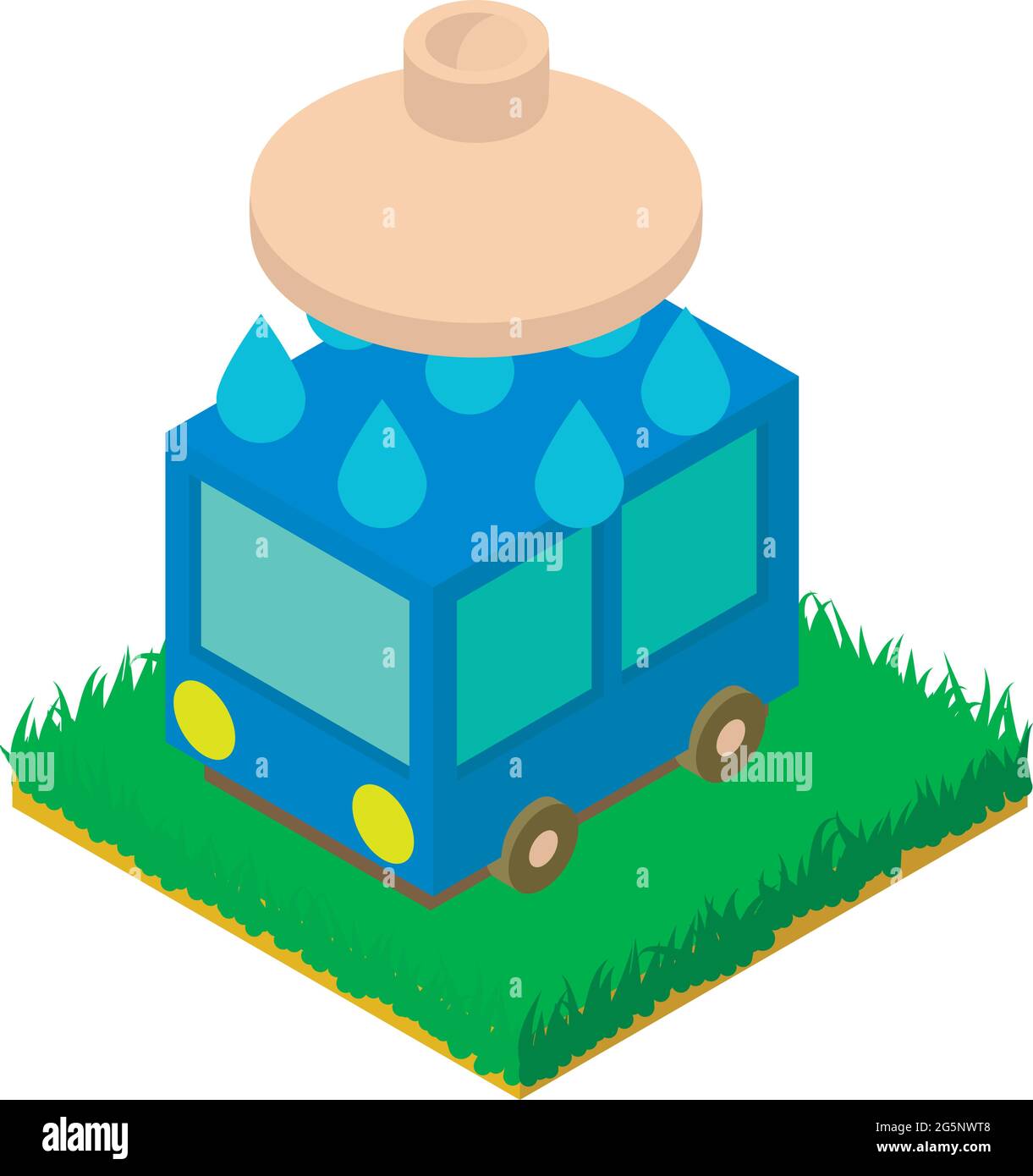 Bus wash icon isometric vector. Public transport. Automatically washing ...