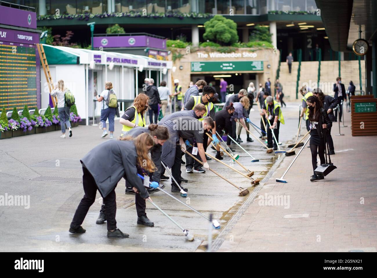 Ground staff ahead of day two of Wimbledon at The All England Lawn ...