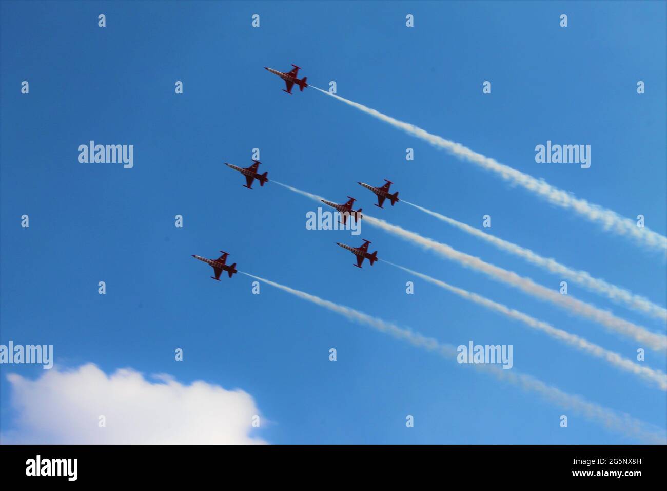 Turkish stars aircraft aerobatic team show Stock Photo - Alamy
