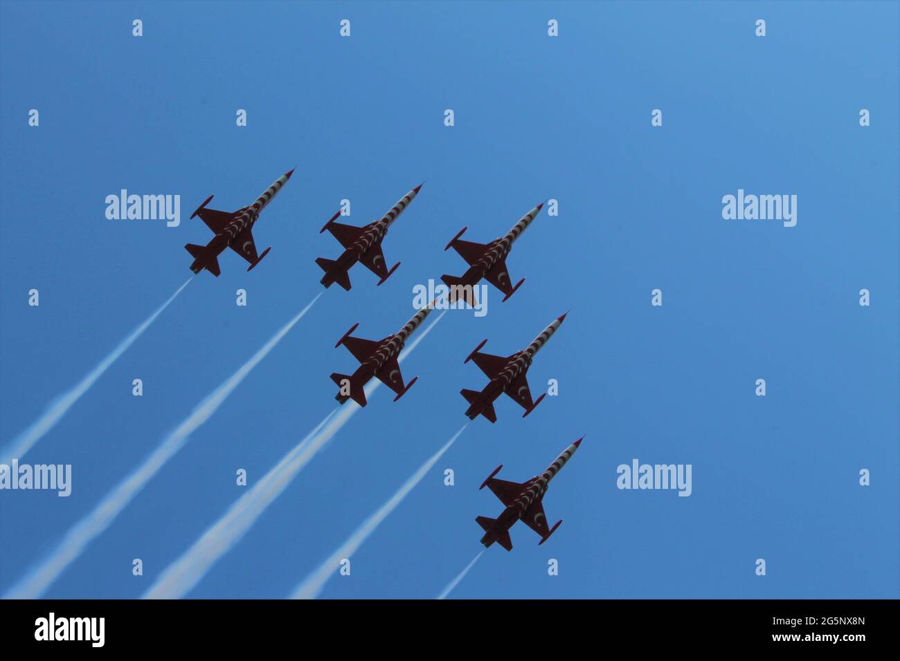 Turkish stars aircraft aerobatic team show Stock Photo - Alamy