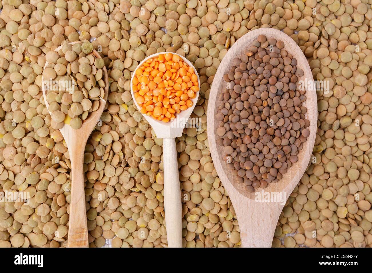 Natural organic dry brown lentils for a healthy diet. background ...