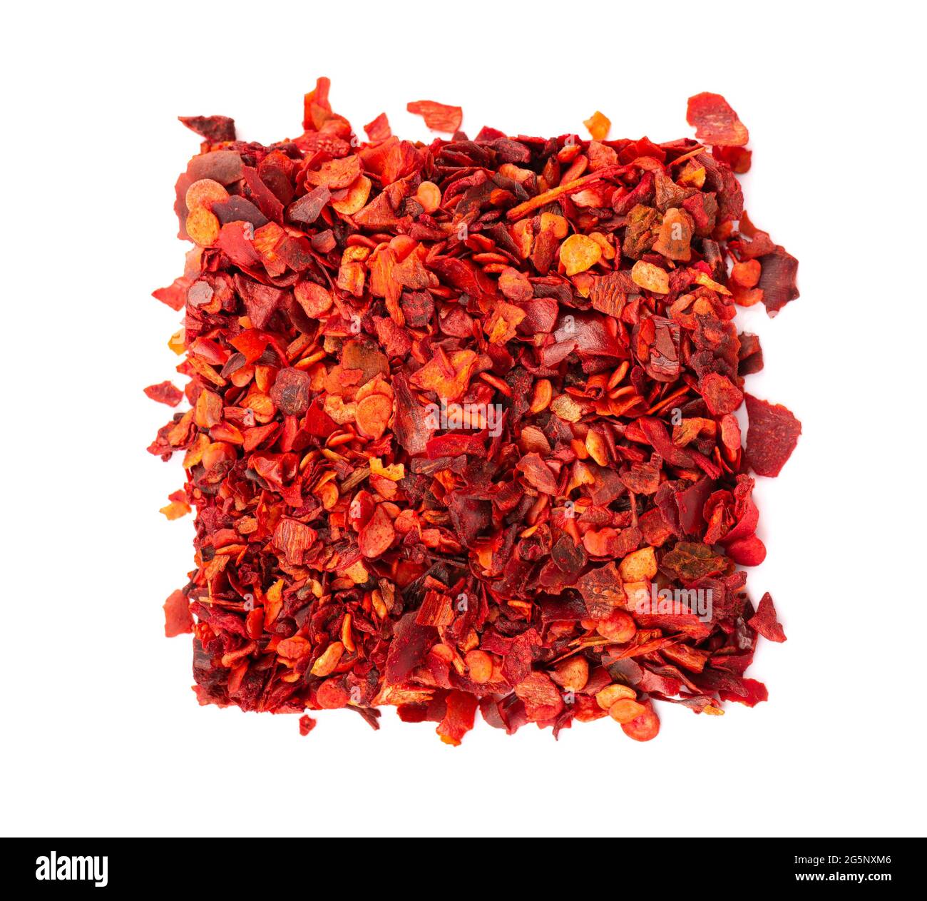 Dried red chili flakes with seeds, isolated on white background ...