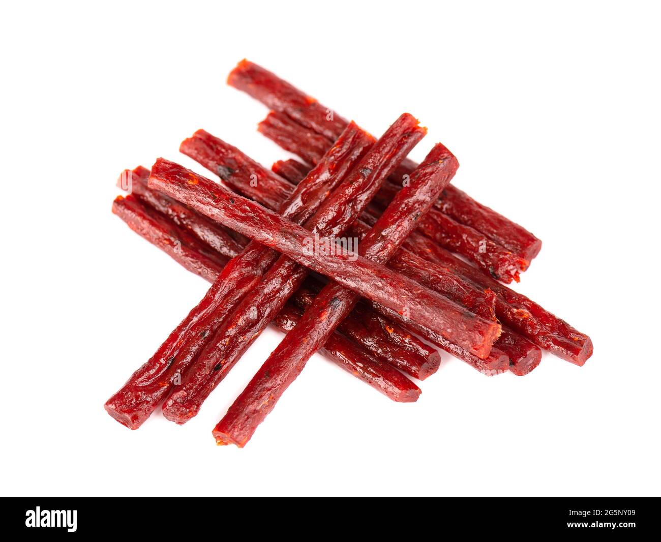 Dry salmon sticks isolated on white background. Dried fish snacks for ...