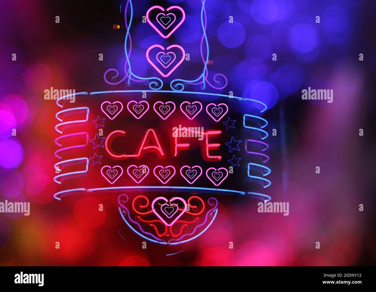 Neon Cafe Sign Composite Image Stock Photo - Alamy