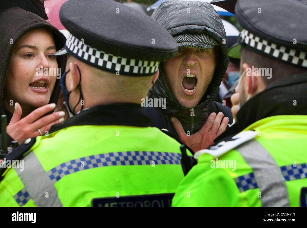 police officers disperse protesters during the demonstration.Anti ...