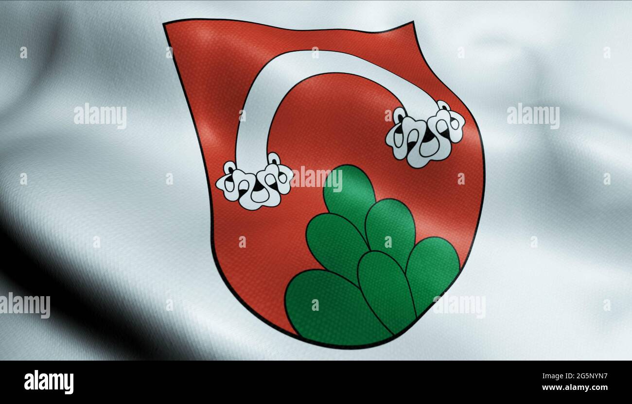 3D Illustration of a waving Switzerland city flag of Regensberg Stock ...