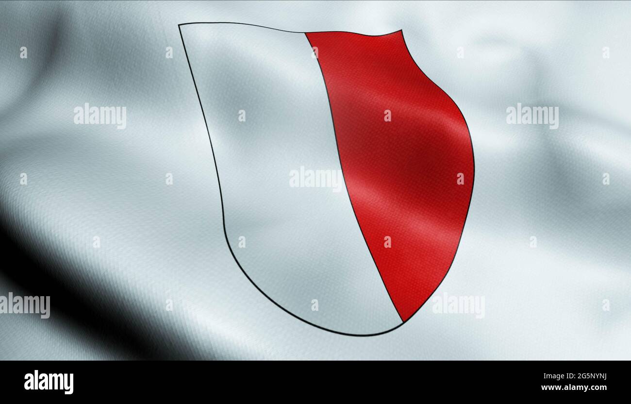 3D Illustration of a waving Switzerland city flag of Payerne Stock ...