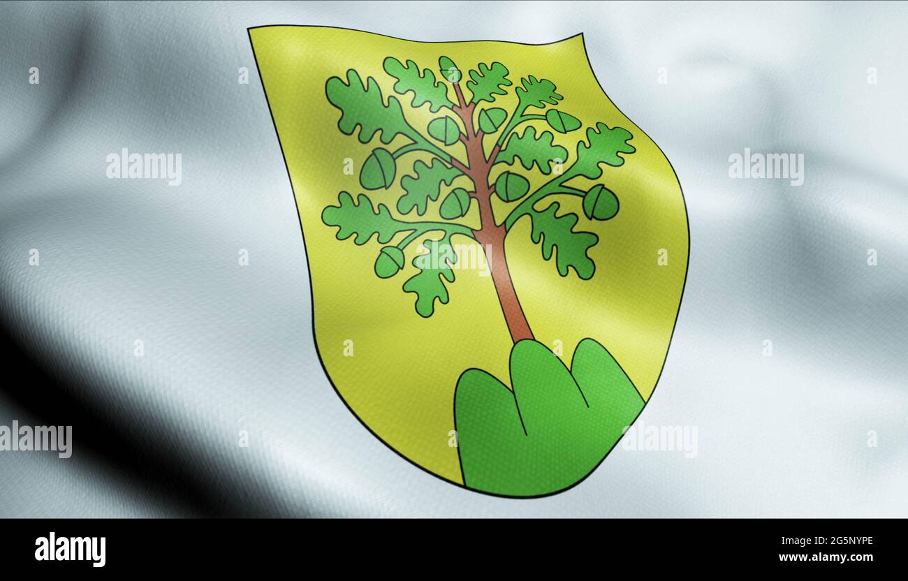 3D Illustration of a waving Switzerland city flag of Monthey Stock ...