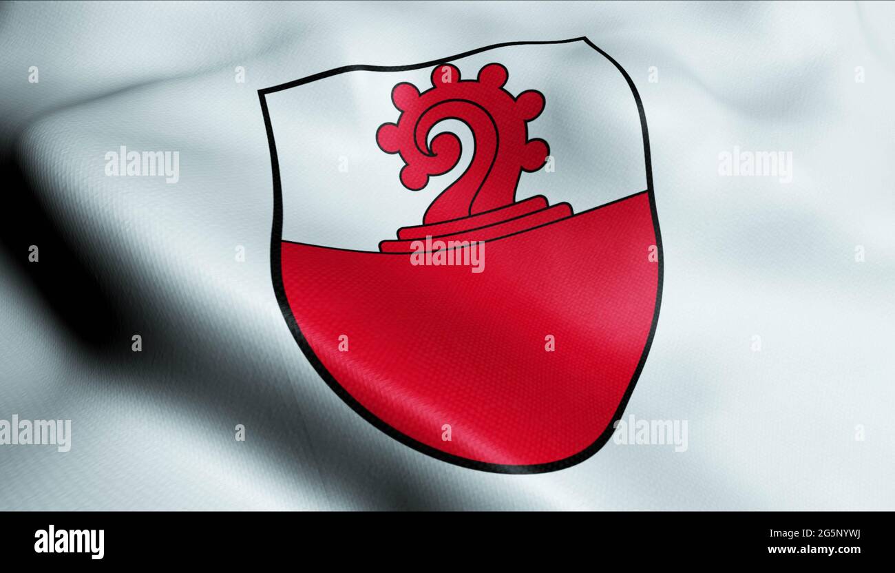 3D Illustration of a waving Switzerland city flag of Liestal Stock ...