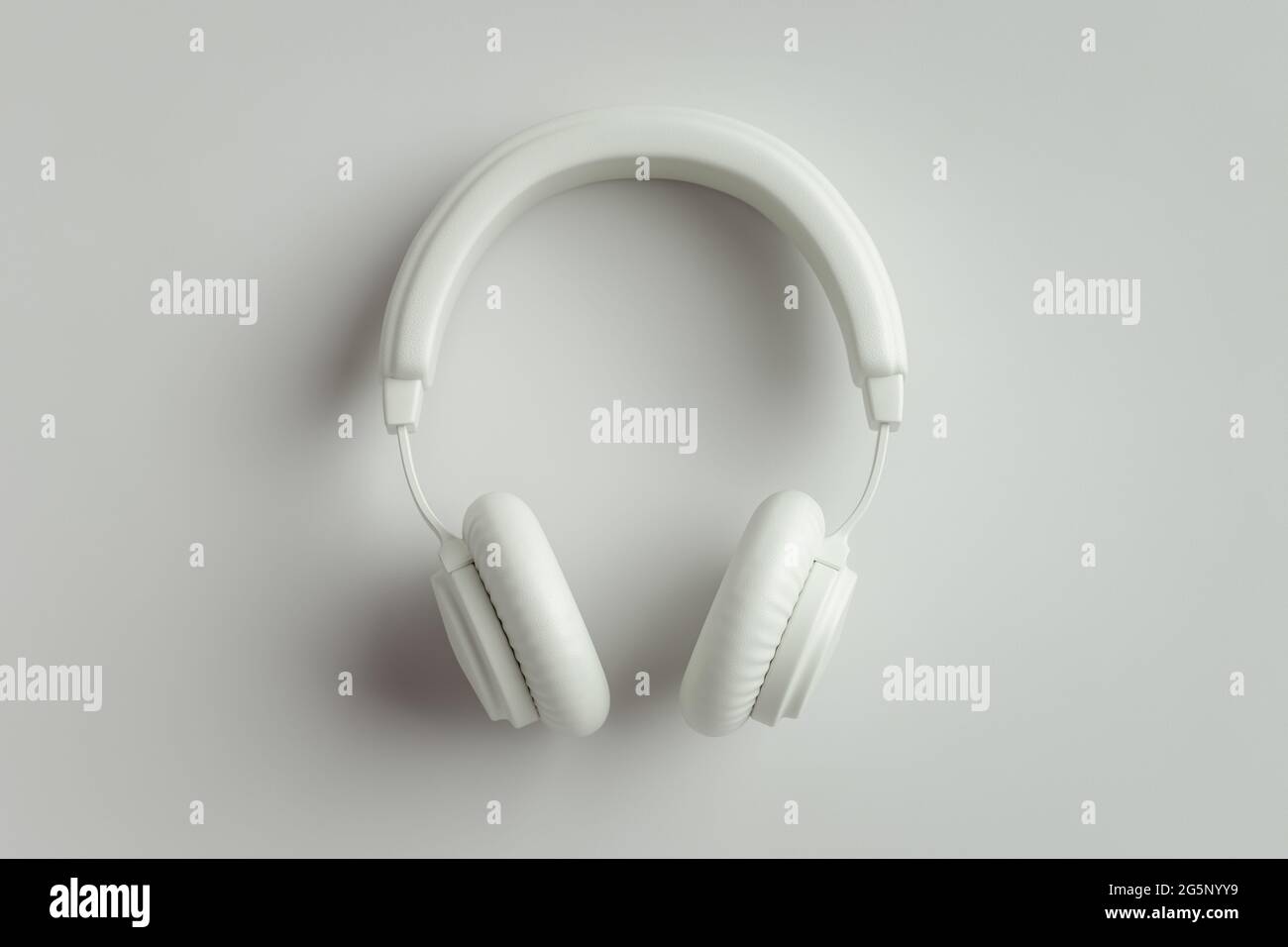 White headphones 3D illustration Stock Photo - Alamy