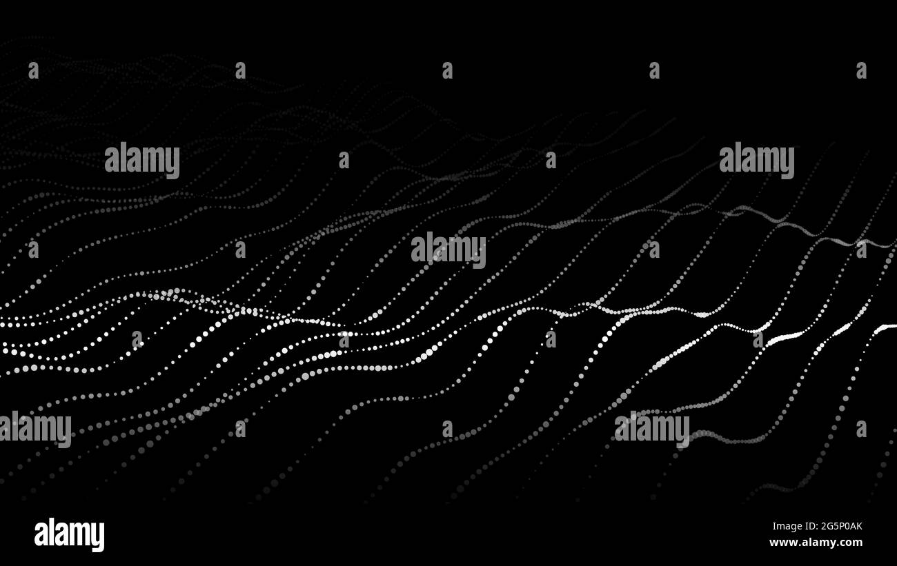 Vector abstract futuristic background. Big data visualization. Dynamic wave of particles Stock ...