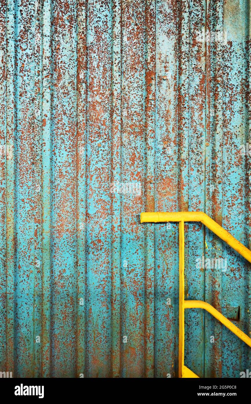 Pattern of Rusty Metal Texture Background and Yellow Railing Stock ...