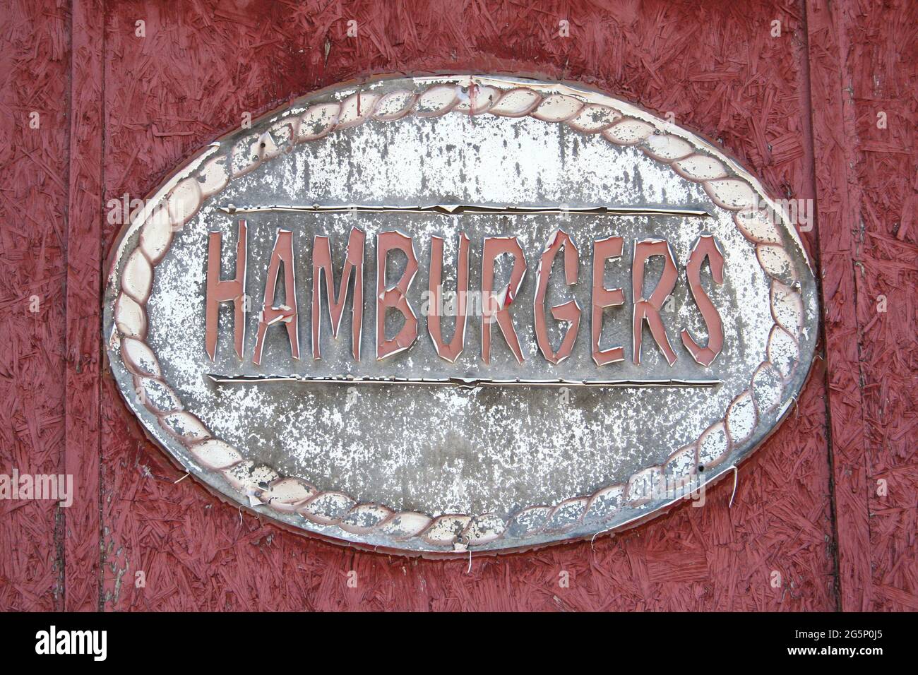 Hamburgers Sign on Abandoned Rural Restaurant Building Stock Photo - Alamy