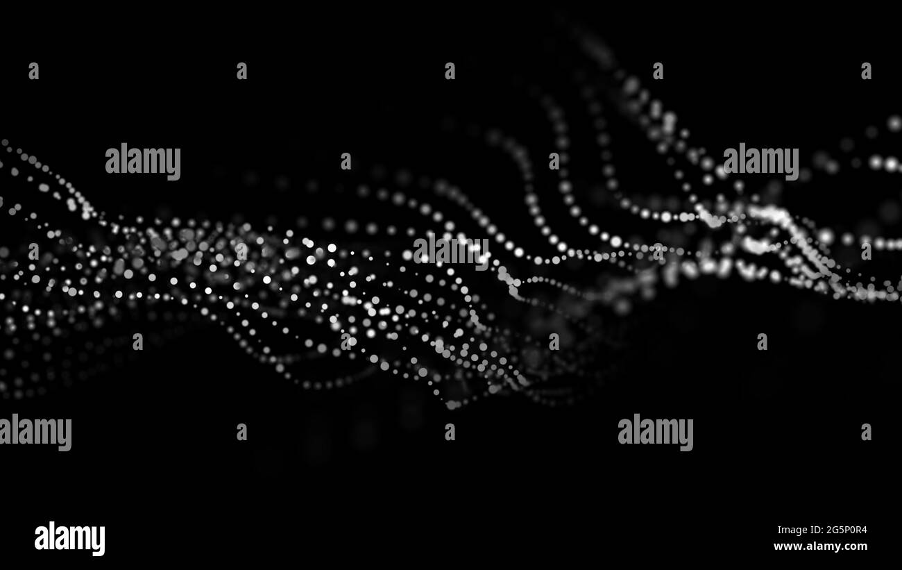Abstract futuristic background. Big data visualization. Dynamic wave of particles. 3D rendering ...