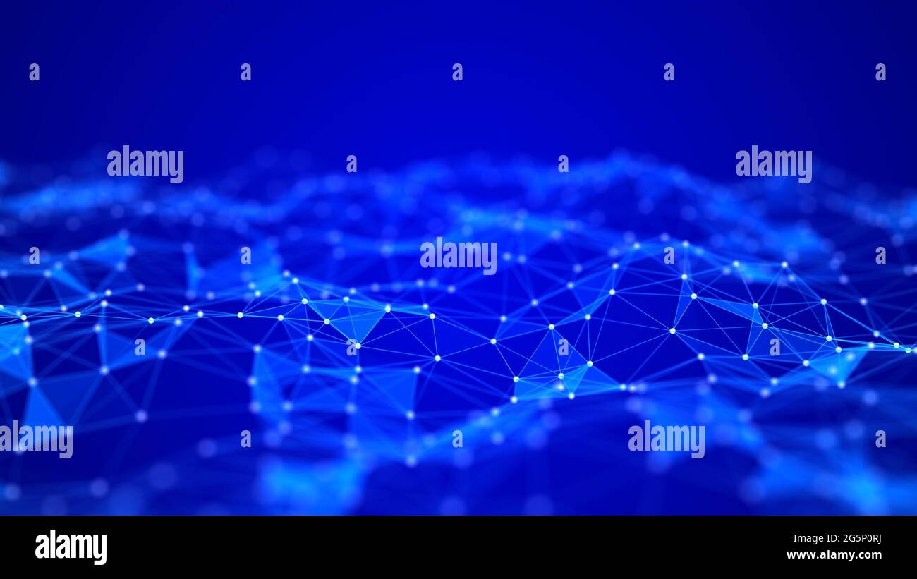 Blue digital background. Network connection structure. 3D rendering ...
