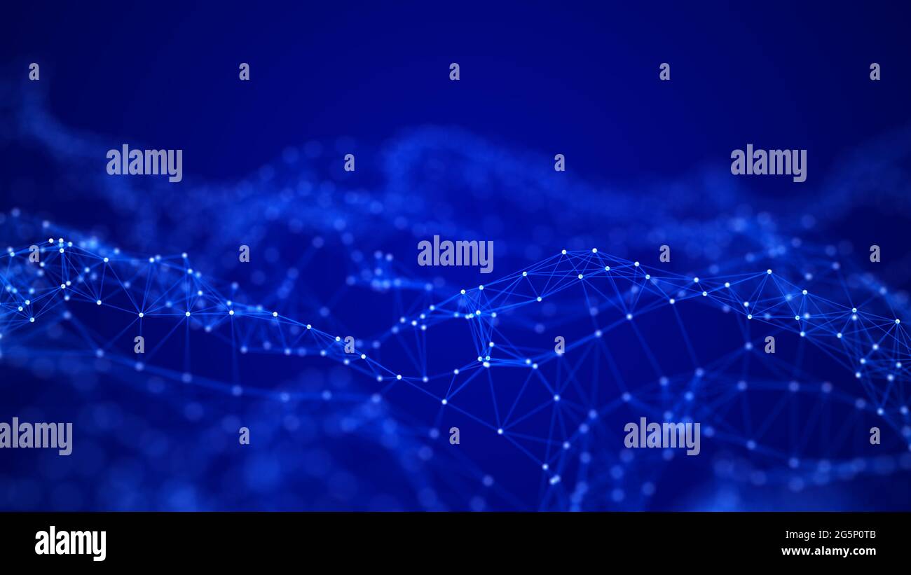 Blue digital background. Network connection structure. 3D rendering ...