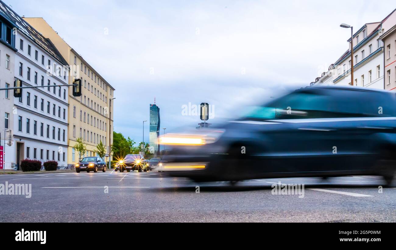VIENNA, AUSTRIA - MAY 05, 2021: View traffic on the Reichsbrucke ...