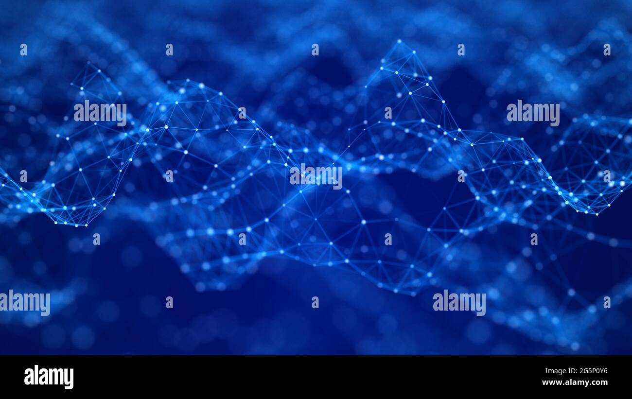 Blue digital background. Network connection structure. 3D rendering ...