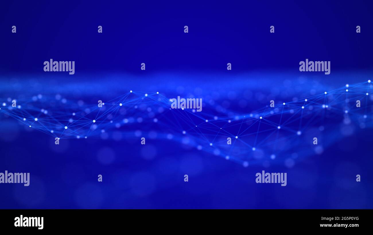Blue digital background. Network connection structure. 3D rendering ...