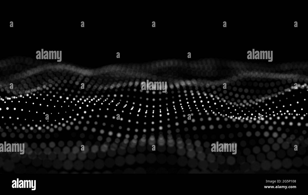 Abstract futuristic background. Big data visualization. Dynamic wave of particles. 3D rendering ...