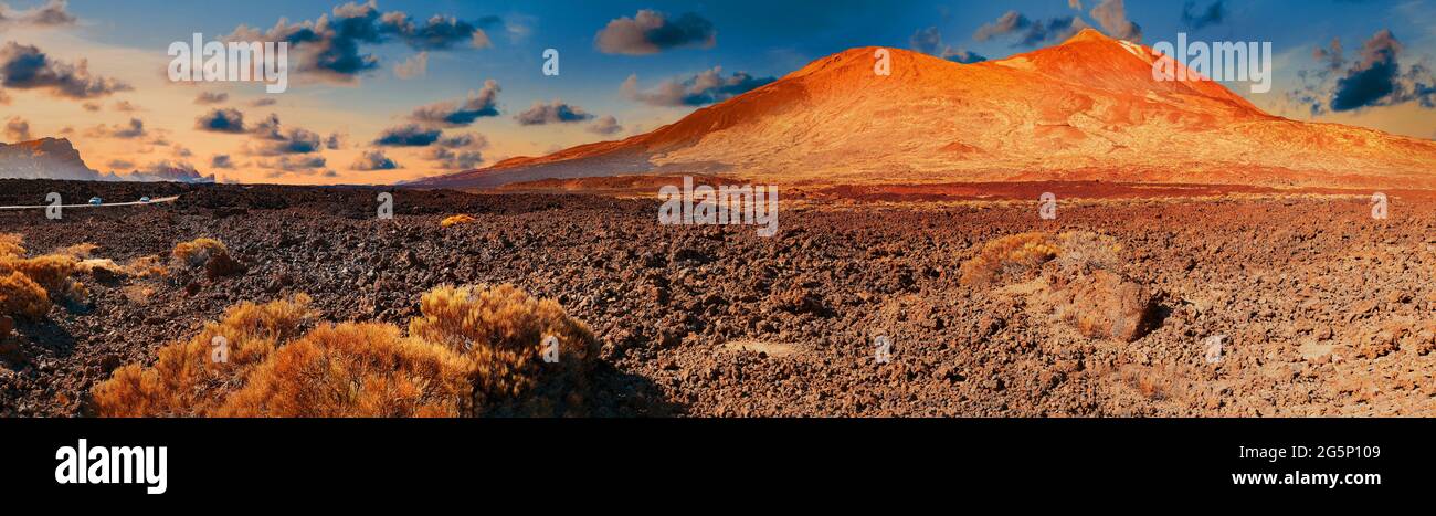 Nature volcanic landscape.Landmark in Spain.Teide volcano in Canary ...