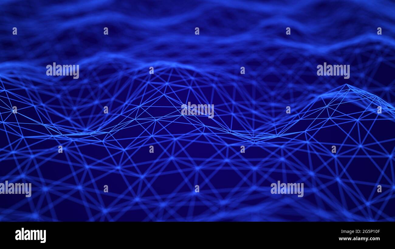 Blue digital background. Network connection structure. 3D rendering ...