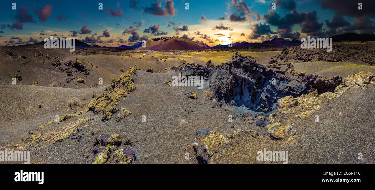 Scenery mountains,volcanoes and craters in wild landscape. Volcanic ...