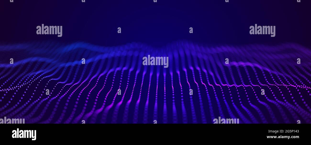Color music sound wave. Abstract futuristic background of particles ...