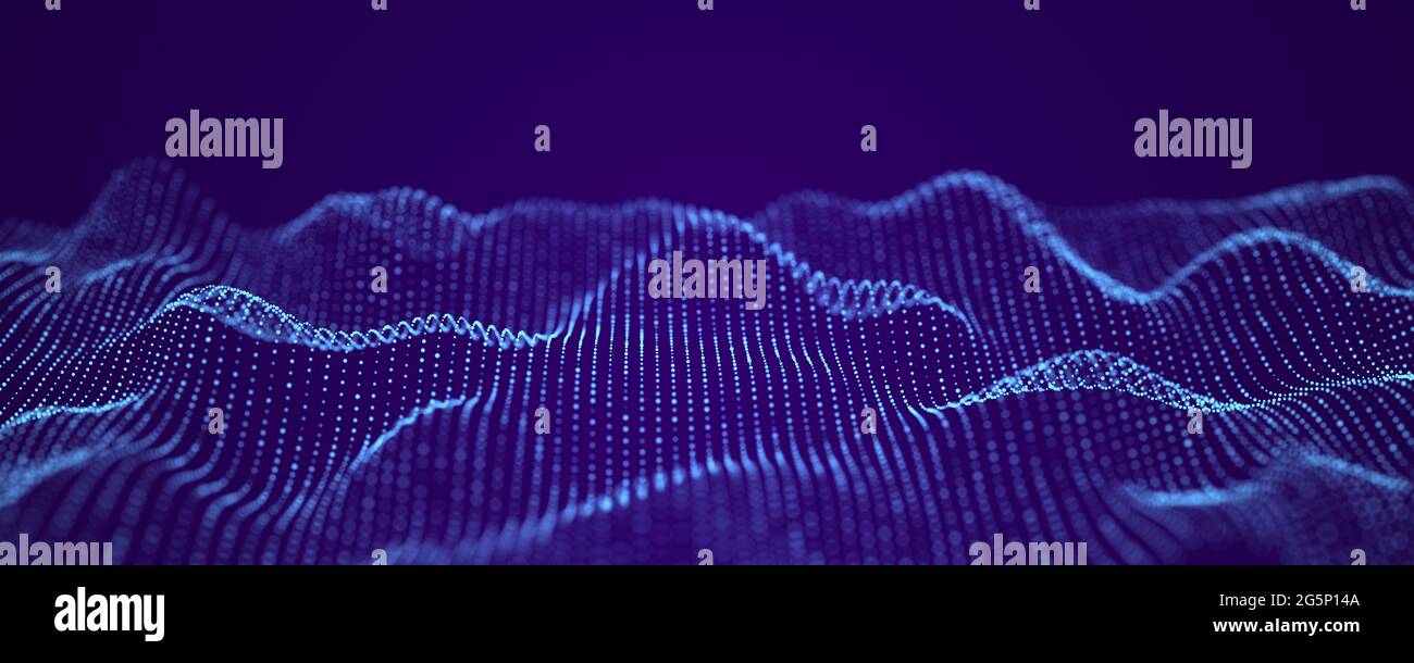 Color music sound wave. Abstract futuristic background of particles ...