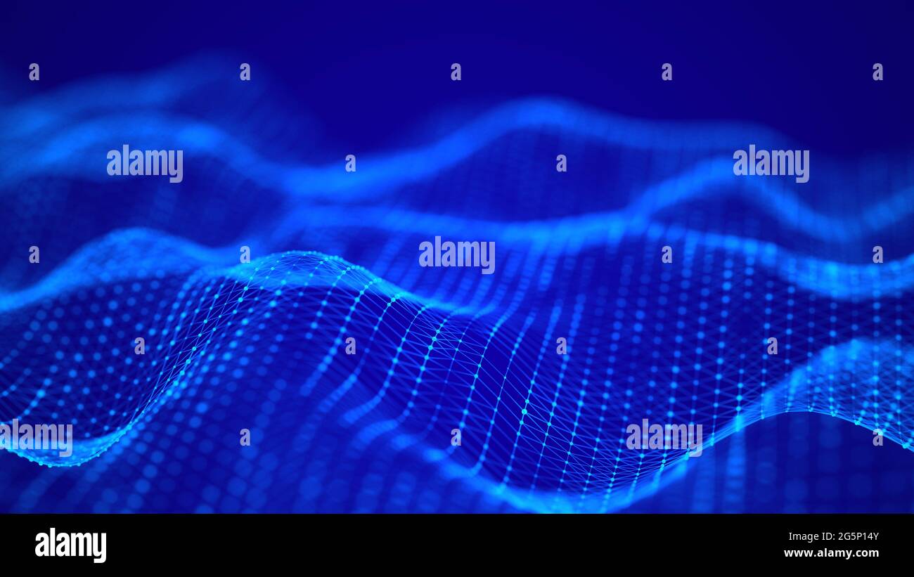 Abstract futuristic background. Big data visualization. Dynamic wave of ...