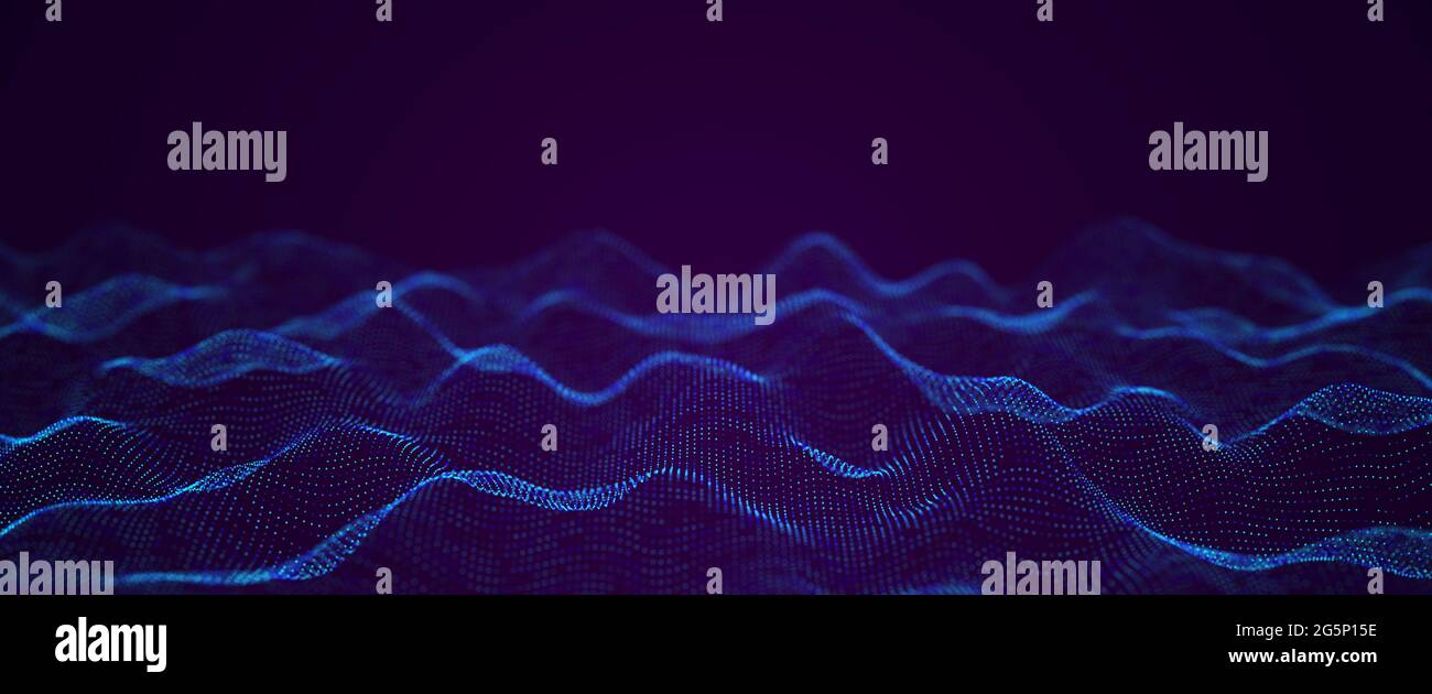 Color music sound wave. Abstract futuristic background of particles ...