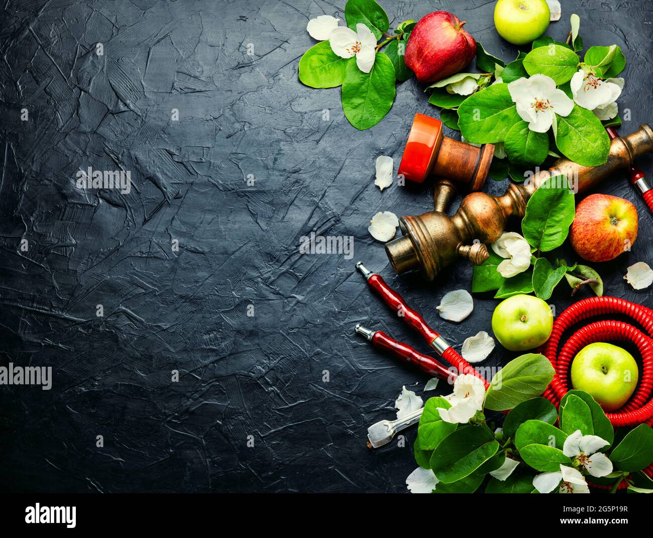 Oriental hookah with the aroma of fresh apples. Floral shisha tobacco ...