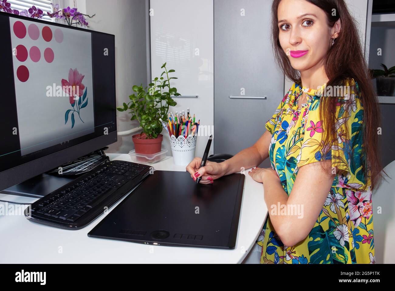 A Smiling Graphic Designer, Illustrator, Business Woman, Entrepreneur ...