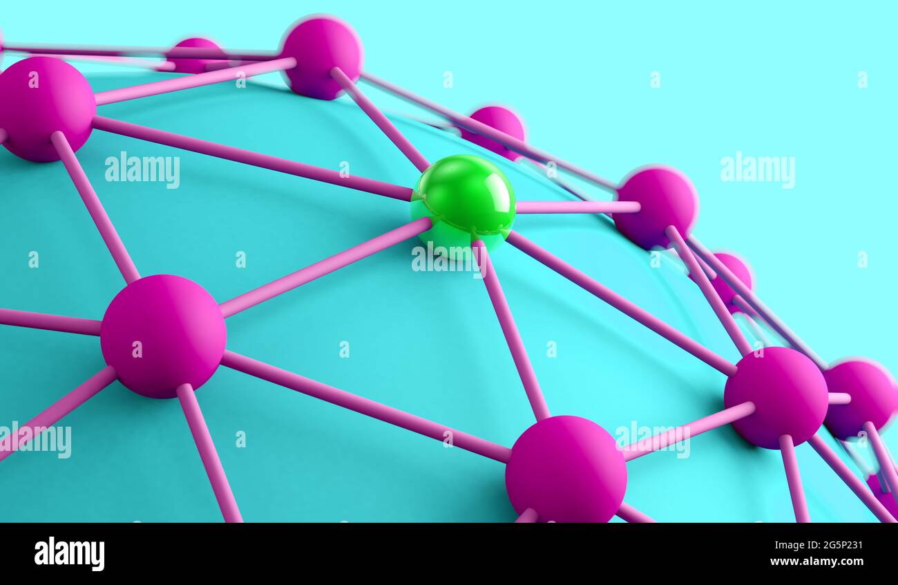 Abstract 3d illustration of low poly particles or spheres and lines ...
