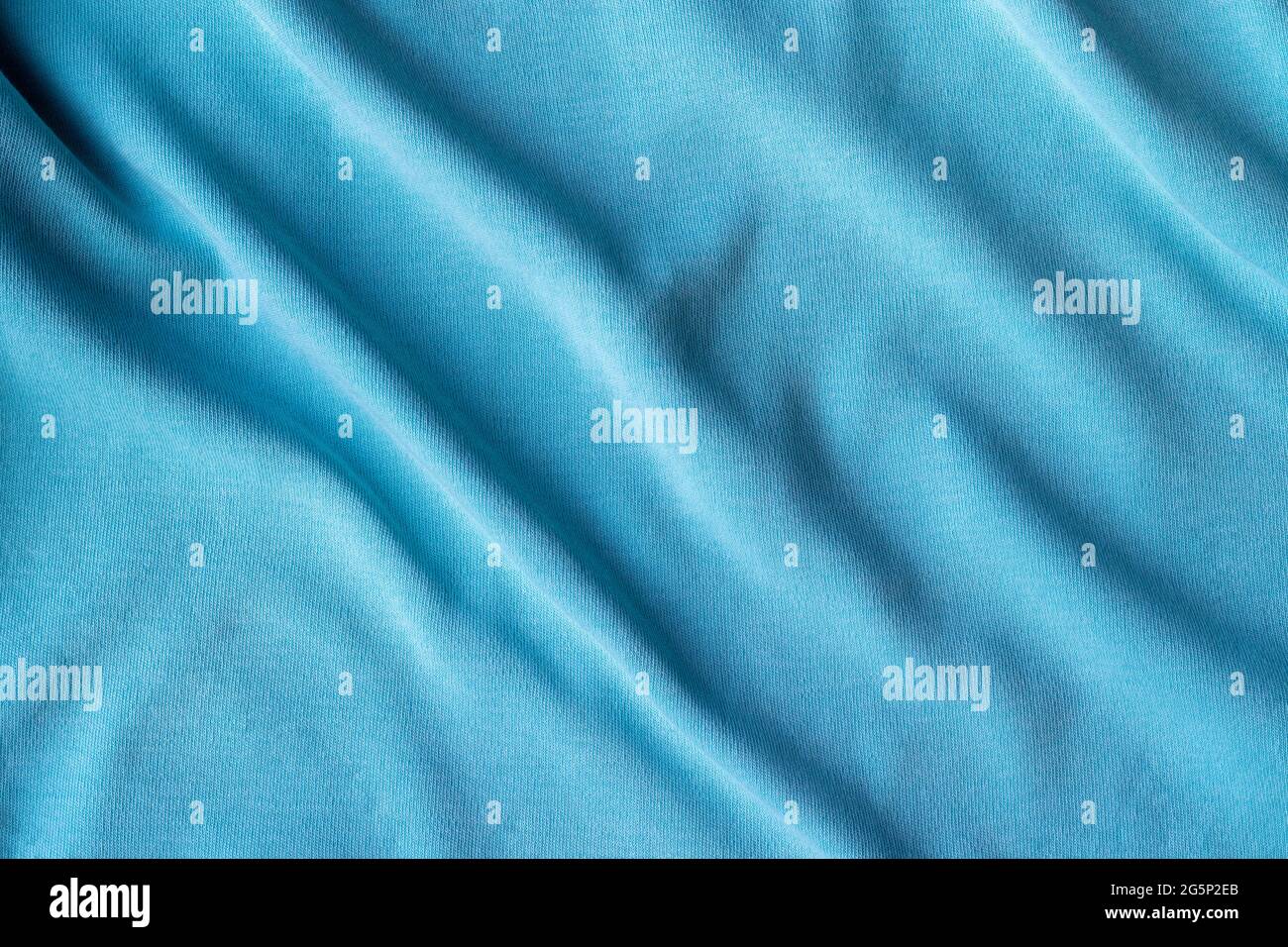 Jersey cotton fabric texture. Crumpled blue textile background Stock ...