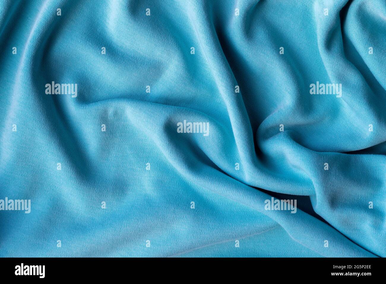 Jersey cotton fabric texture. Crumpled blue textile background Stock ...