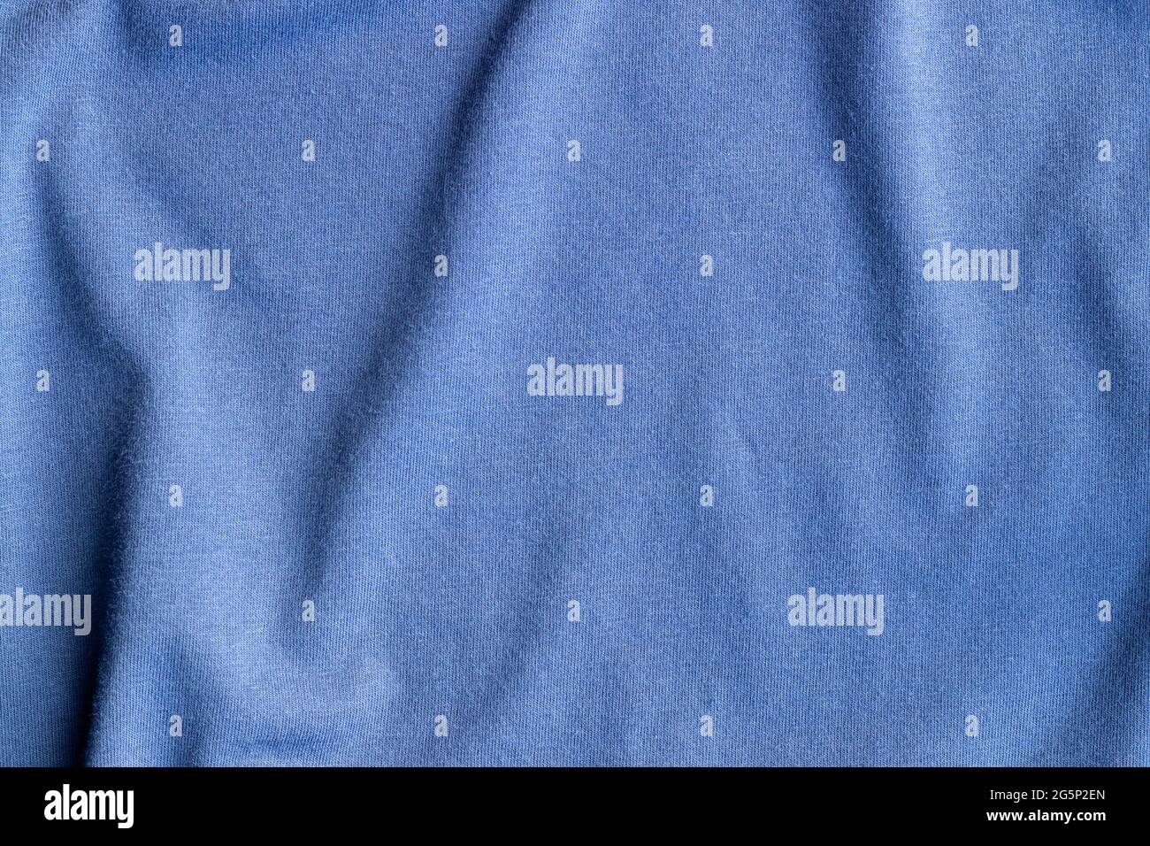 Cotton jersey fabric texture. Crumpled blue textile background Stock ...