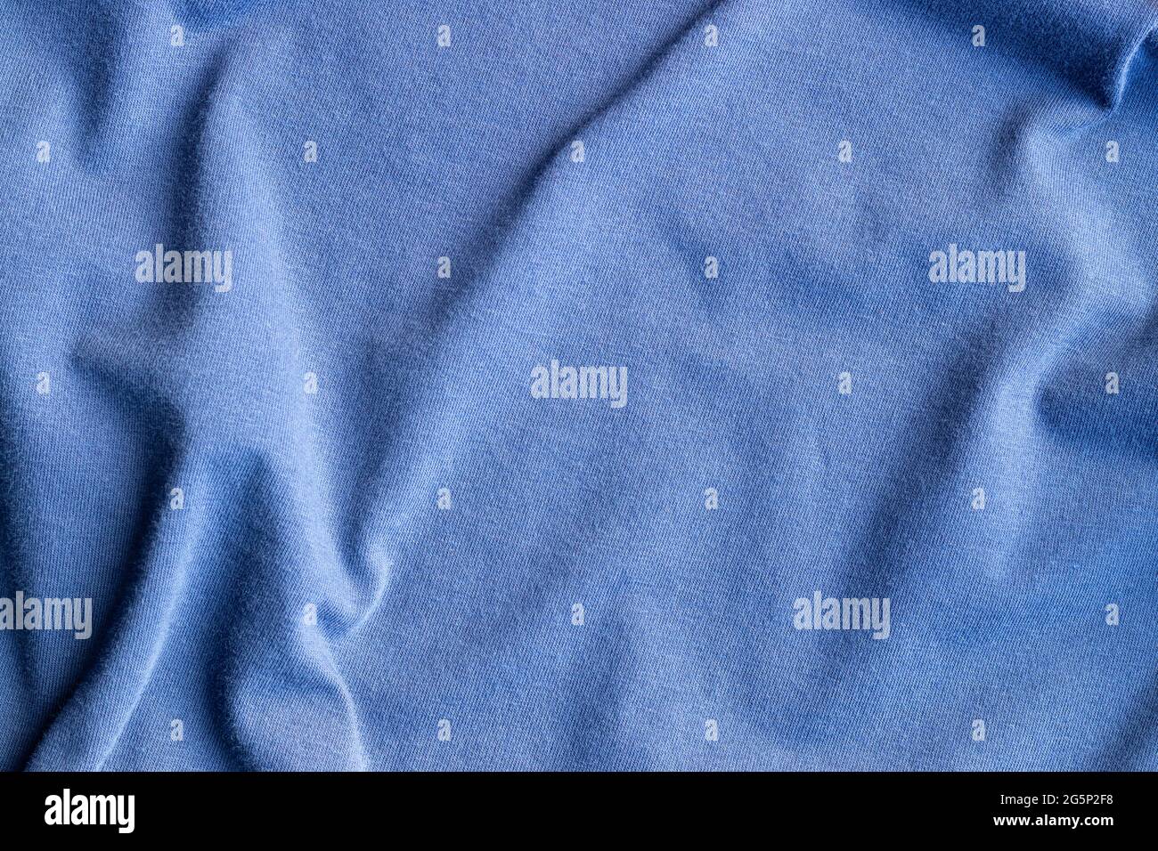 Cotton jersey fabric texture. Crumpled blue textile background Stock ...