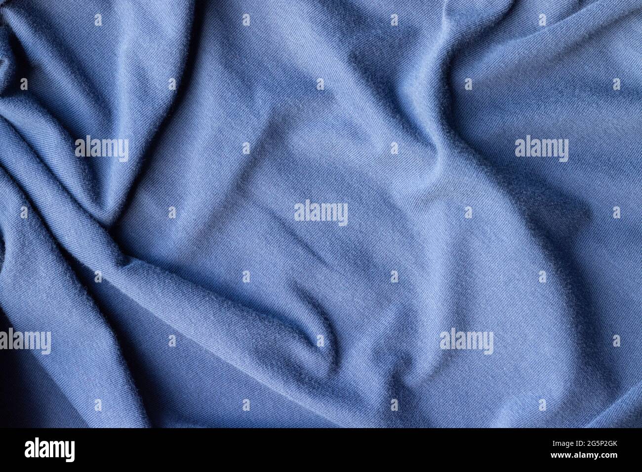 Cotton jersey fabric texture. Crumpled blue textile background Stock ...