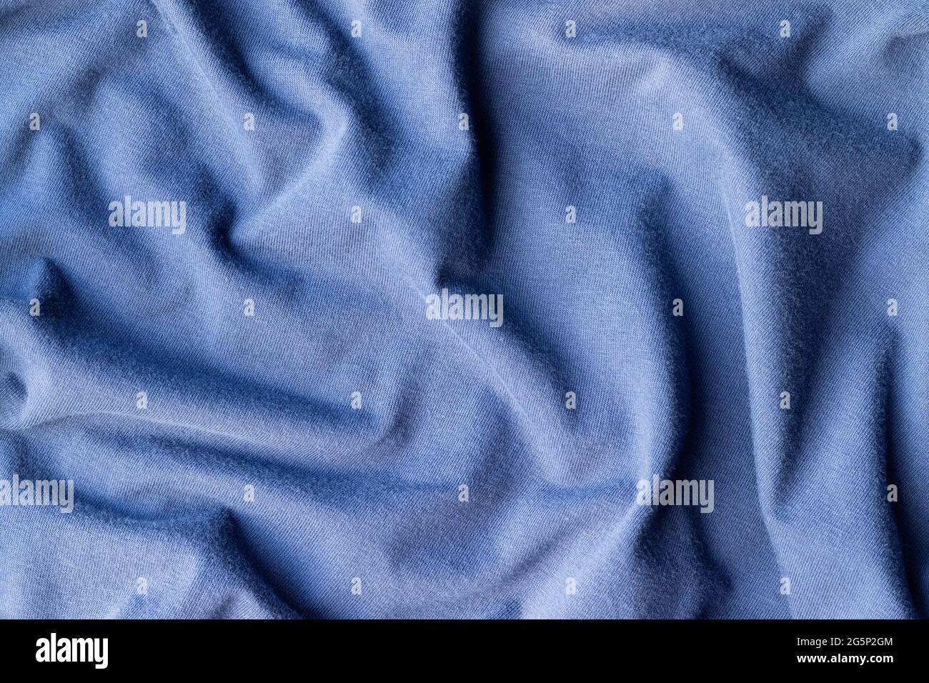 Cotton jersey fabric texture. Crumpled blue textile background Stock ...